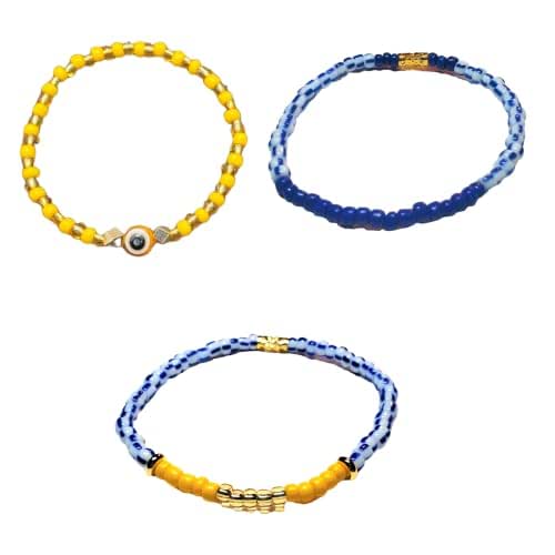 Amazon.com: 3 pcs Handmade Evil Eye Santeria Elastic Stretch String ...