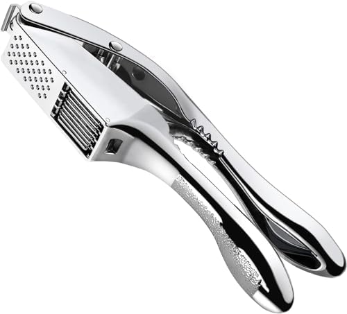 Amazon.com: Garlic Press 2 in 1, Stainless Steel Blade, Effortlessly ...