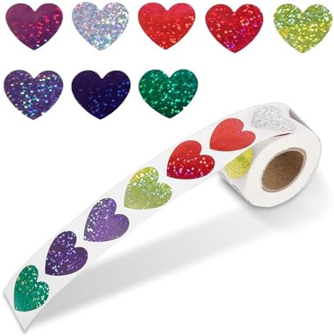 Amazon.com: Dimeho 500 Pieces Glitter Heart Stickers Self-Adhesive ...