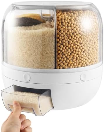 Amazon.com: Rotating Grain Dry Food Dispenser Countertop - 6 Grids ...