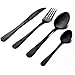 Sabichi 195883 Glamour Matte Black 16pc Cutlery Set, Flatware Set for ...
