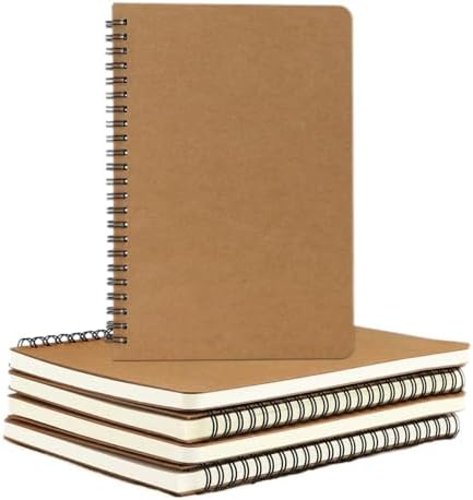 5 Packs Spiral Notebook A5, 120 Pages 60 Sheets Kraft Cover Wirebound ...
