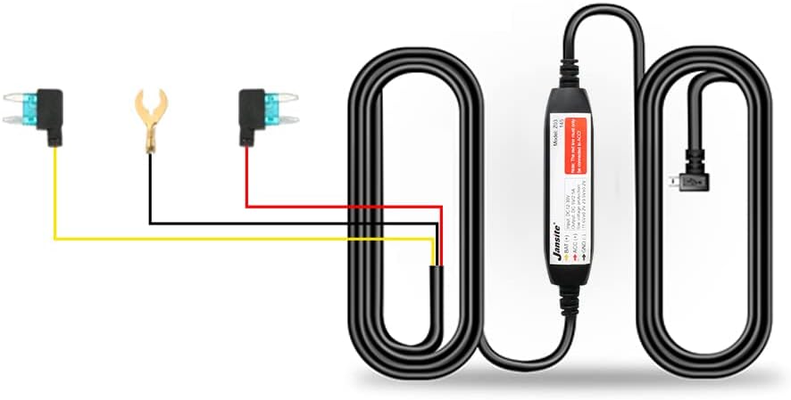 Jansite Dash Cam Hardwire Kit - 3M Cable with Mini and Micro USB Port ...