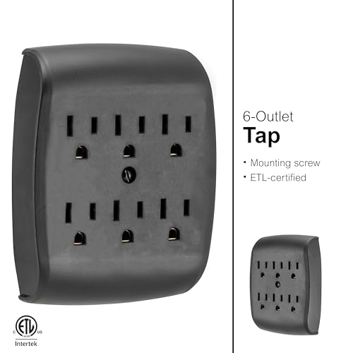 Snapklik.com : 6 Outlet Extender Wall Tap, Grounded Adapter, Charging Station, 3-Prong, Secure ...