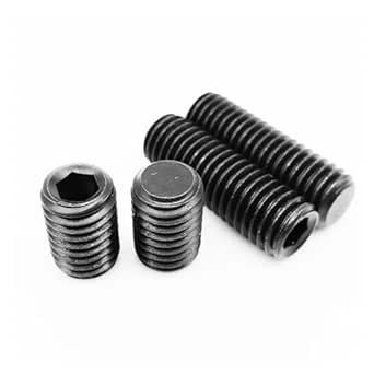 Amazon.co.jp: 1/10 個 M8 M10 M12 M16 DIN913 GB77 ブラックグレード 12.9 鋼六角六角ソケット平先止めネジエンドグラブ頭なしボルト(1pc ...