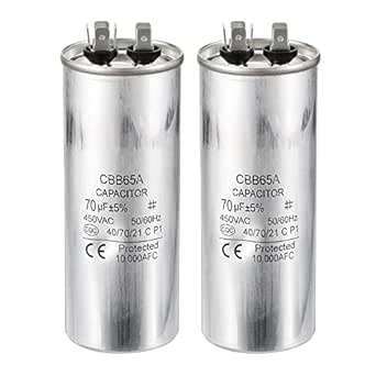 PATIKIL 70uF 70MDF 450V AC Fan Start Capacitor,2Pcs CBB65 Circular Run Capacitor for AC Motor ...