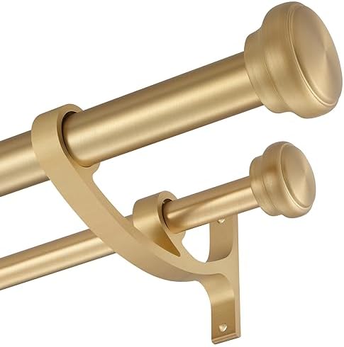 Amazon.com: Lwiiom Double Curtain Rods with Aluminum End Cap and Full ...