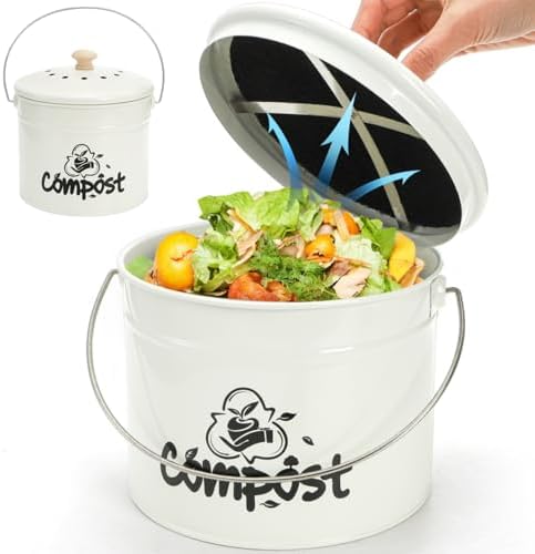 Amazon.com : Tlence Small Kitchen Compost Bin, 1 Gallon Odorless ...