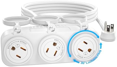 Amazon.com: Extension Cord 6 feet with Lockable Socket, 3 outlets, 13A ...