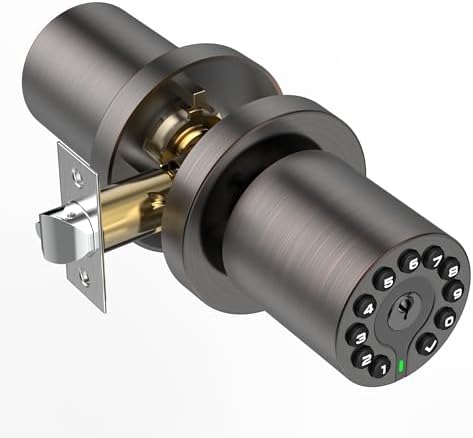 Keypad Door Knob Lock, Keyless Entry Door Lock with Anti-Slip Handle ...