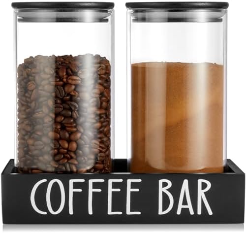 Amazon.com: BOILMERIT 50 oz Coffee Canister with Scoop and Wooden Lids ...
