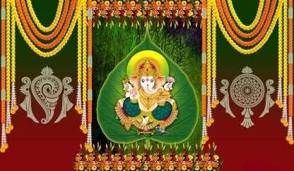 Anu Novelties Ganeshji Backdrop Cloth (Satin Fabric) for All Festivals ...