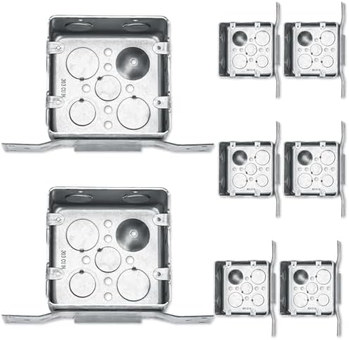 Saysurey 8 Pcs 2-1/8 Inch Deep Metal Electrical Box with Bracket 1/2 ...