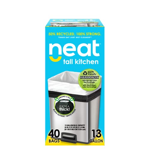 neat 13 Gallon Drawstring Trash Bags - (40 Count) - Triple Ply ...