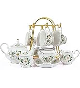 Amazon.com | CHENP.HMC Tea Set 22-Piece Porcelain Ceramic Coffee Tea ...