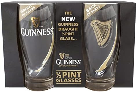 Official Guinness Pint Glass Set of 2, Classic Guinness memorabilia (20 ...