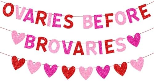 Amazon.com: YEIRFYY Glitter Ovaries Before Brovaries Banner with Red ...