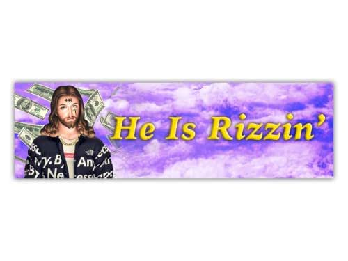 Amazon.com: Jesus He Is Rizzin' Gen Z TikTok Meme Bumper Sticker Magnet ...