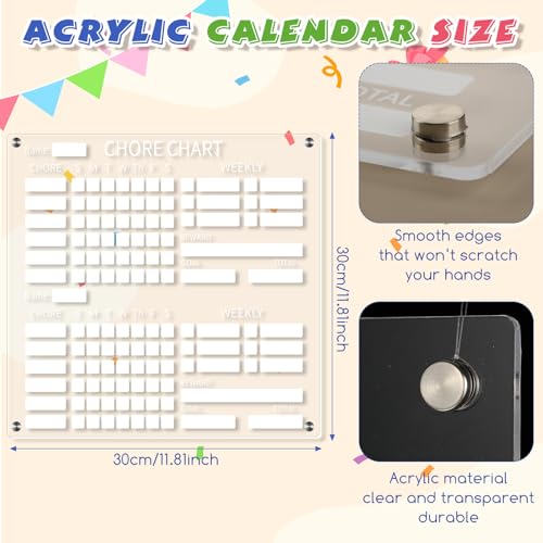 Buy Seajan Acrylic Chore Chart for Kids Magnetic Clear Chore Chart for ...
