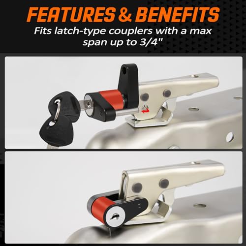 Snapklik.com : METOWARE Keyed Alike Trailer Hitch Locks & Coupler Lock ...
