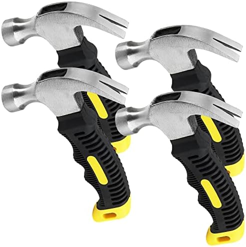 HAKZEON 4 Pack 8oz Small Claw Hammer, Stubby Mini Hammer with Non-Slip ...