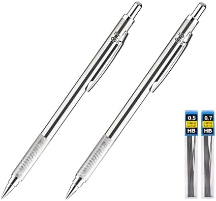 2 Pcs Metal Mechanical Pencils Set, Automatic Pencil with 24 HB Refills ...