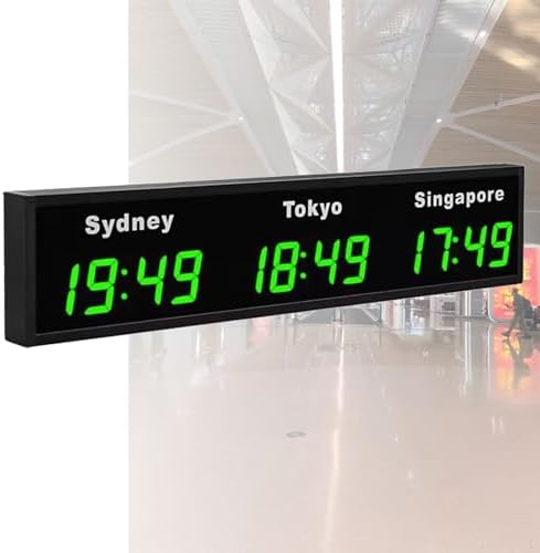 Amazon.com: Digital LED Wall Clock with Multiple Time Zones - Perfect ...