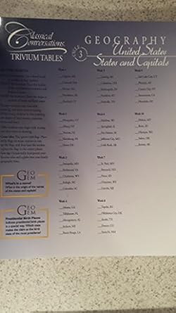 Classical Conversations Trivium Table: Cycle 3 Geography: Classical ...