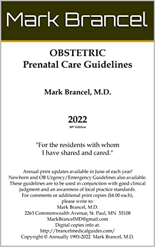 Obstetric Prenatal Care Guidelines: 2022, 30th Annual Edition, Version ...