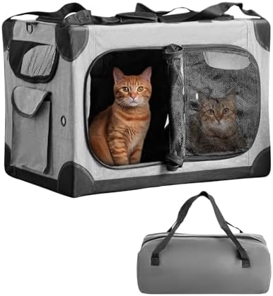 Extra Large Cat Carrier for 2 Cats, XL with Removable Divider, Foldable ...