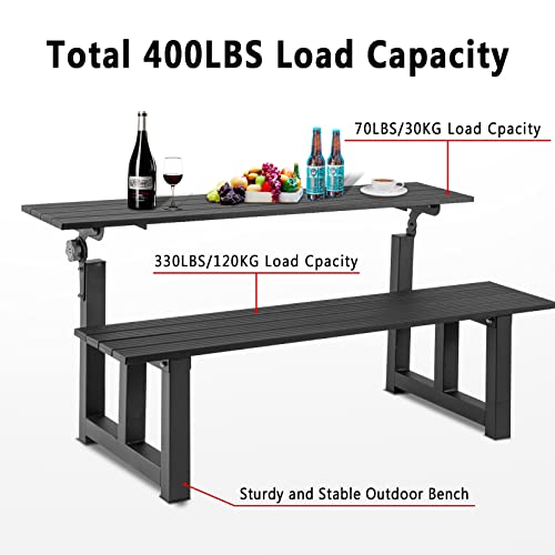 Snapklik.com : Aluminum Outdoor Convertible Bench Black, Total 400 LBS ...