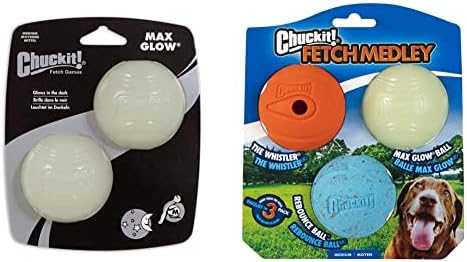 Pet Supplies : Chuckit! Max Glow and Fetch Medley Dog Balls (Medium ...