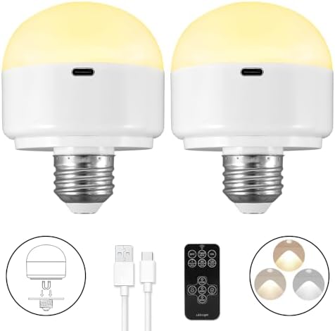 Megastar 2Packs Rechargeable Light Bulbs,Remote Control,50W Equivalent ...