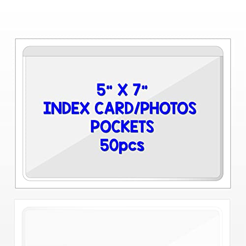 Snapklik.com : Clear Adhesive 5 X 7 Index Card Pockets