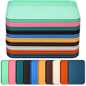 Rtteri 20 Pack Plastic Fast Food Trays Bulk Colorful Cafeteria Food ...