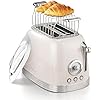 Amazon.com: Wiltal Beige Cute Retro Toaster 2 Slice with 1.58" Wide ...