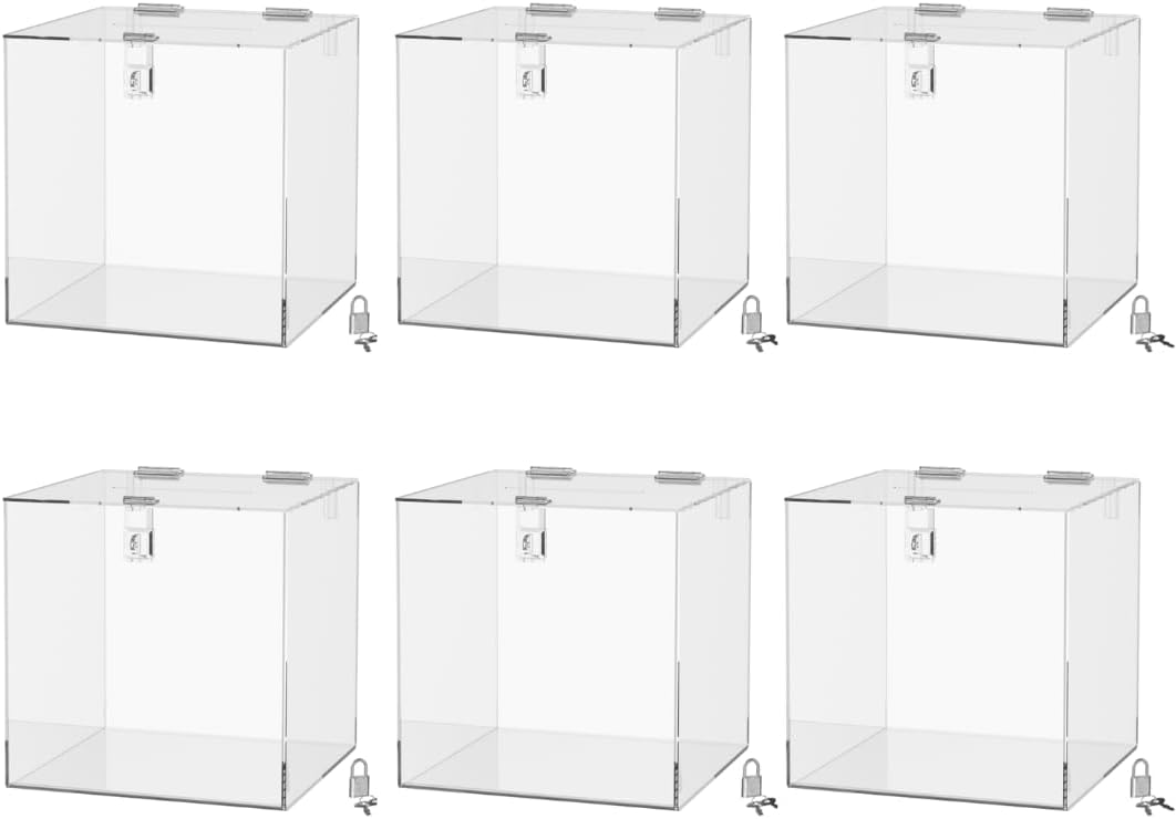 Amazon.com: Marketing Holders 6 Pack 12 Inch Locking Ballot Box Clear ...