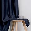 Amazon.com: Chyhomenyc Uptown Navy Blue Faux Silk Curtains 96 Inch ...