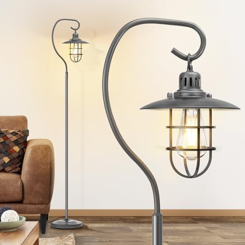 Farmhouse Floor lamp with Table, Double Head Vintage Floor Lantern ...