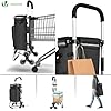 VOUNOT® Folding Shopping Trolley on 6 Wheels, Aluminium Lightweight Shopping Cart with Insulated ...
