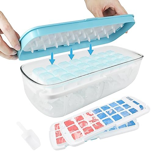 Amazon.com: Ice Cube Tray with Lid and Bin - 48 Cavities Rectangular ...