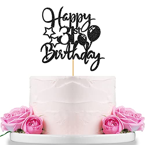 WeBenison Black Glitter Happy 31st Birthday Cake Topper for - Want It All