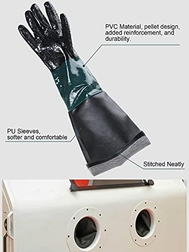 2 Pairs 23.6 Inch Rubber Sandblast Cabinet Gloves Heavy Duty ...