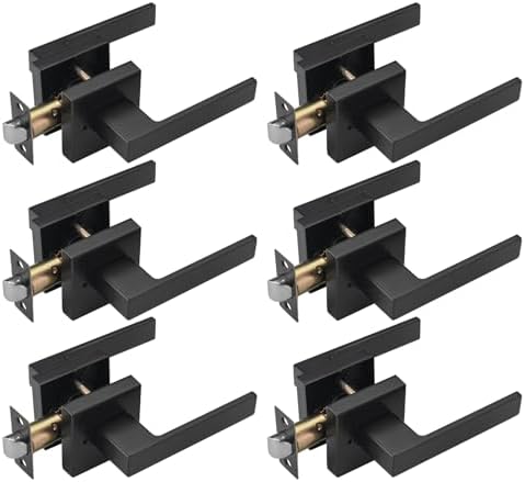 NCSEN 6 Pack Black Door Handles, Privacy Door Lever for Bath & Bedroom ...