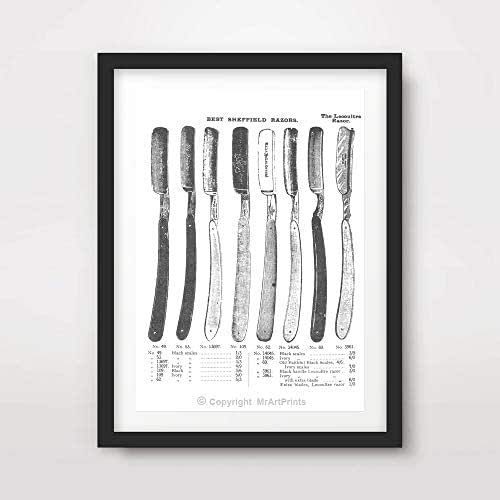 Amazon.com: VINTAGE MENS SHAVE SHAVING CHART ILLUSTRATION DRAWING ...