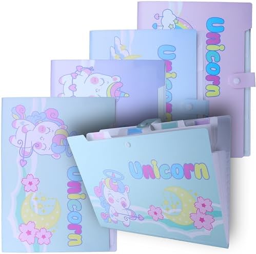 SPS A4 Expanding File Folder – Pack of 4 | Unicorn Theme | 5 Pockets ...