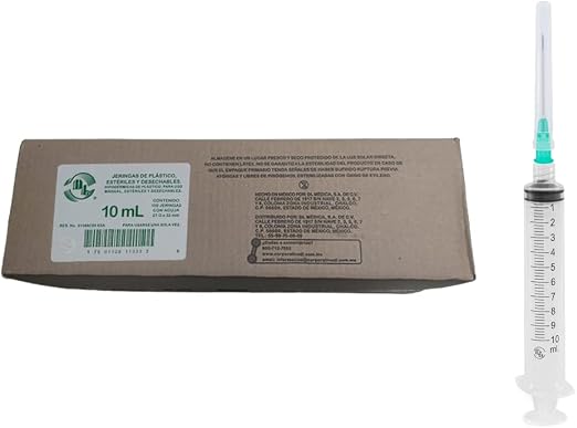 Caja De 100 Jeringas 10 Ml Con Aguja 21 G X 32 mm : Amazon.com.mx ...