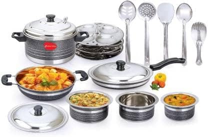 Amazon.com: Stainless Steel Color Cook and Serve Set of 14pc Induction ...