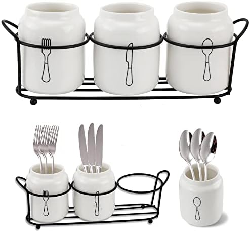 Amazon.com - 4 Piece Silverware Holder for Organizer Countertop White ...