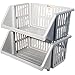 Large 4 Tier Stacking Baskets Storage Veg Rack Plastic Stackers, Black ...